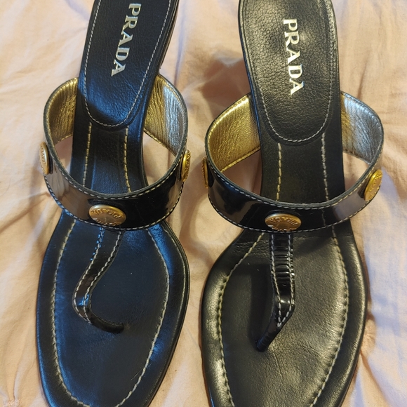 Prada | Shoes | Prada Kitten Heel Sandals | Poshmark